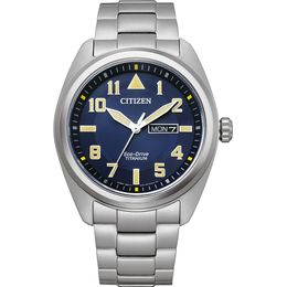 Citizen Herren Solaruhr, silber, Armbanduhren, Armbanduhr, Herrenuhr, Datum, Titan