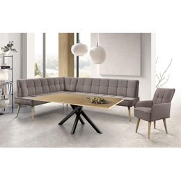 Eckbank exxpo - SOFA FASHION "Latte", latte, B:254cm H:95cm T:196cm, 94% PES, 6% NY, Sitzb&auml;nke, Eckbank, moderne Sitz- und R&uuml;ckensteppung, bequem und elegant, hoher Holzfu&szlig;