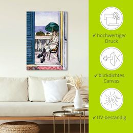 Wandbild Artland, B:70cm H:100cm, bunt, Leinwand, Wohnzimmer, Bilder, "Frau auf einem Balkon. 1919-20", als Alubild, Leinwandbild, Poster,