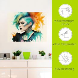 Wandbild Artland, B:80cm H:60cm, bunt, Vinyl, Wohnzimmer, Bilder, "Weiblicher Punk X", als Alubild, Leinwandbild, Poster, Wandaufkleber in verschied.