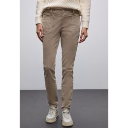 Street One Damen Cordhoseflowing beige, Gr. 46, unifarben, Web, 98% Baumwolle, 2% Elasthan, Hosen, aus Baumwolle mit Stretchanteil
