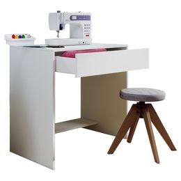 Schreibtisch Vcm, B:77cm T:50cm, wei&szlig;, B&uuml;ro, Tische, "Holz Schreibtisch Computertisch B&uuml;rotisch Nitolda"
