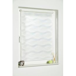 Doppelrollo K-home, B:120cm H:200cm, blau, Polyester, Rollos, "Welle", im Festma&szlig;