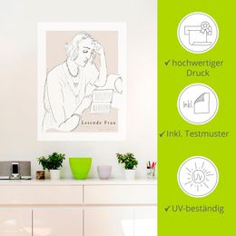 Wandbild Artland, B:90cm H:120cm, beige, Vinyl, Wohnzimmer, Bilder, "Lesende Frau", als Alubild, Leinwandbild, Poster, Wandaufkleber in verschied.