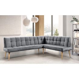 Eckbank exxpo - SOFA FASHION "Latte", antrazith, B:254cm H:95cm T:196cm, 100% PES, Sitzb&auml;nke, Eckbank, moderne Sitz- und R&uuml;ckensteppung, bequem und elegant, hoher Holzfu&szlig;