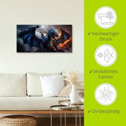 Wandbild Artland, B:60cm H:30cm, blau, Leinwand, Wohnzimmer, Bilder, "Im Reich des Drachen IX", als Alubild, Leinwandbild, Poster, Wandaufkleber in