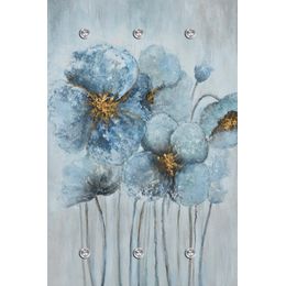 Garderobenpaneel queence "Wandgarderobe mit Motiv Mohnblume inkl. Edelstahlhaken", blau, B:80cm H:120cm T:2,5cm, Acrylglas, Edelstahl, Garderobenpaneele, Garderobenpaneel, HD Premium Druck auf Acrylglas