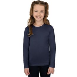 TRIGEMA M&auml;dchen Longsleeve "TRIGEMA Langarmshirt", blau, Basic, Gr. 140, Feinstrick, 95% Baumwolle, 5% Elastan, Shirts