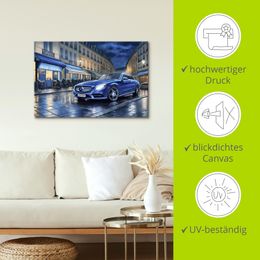 Wandbild Artland, B:90cm H:60cmfarbe bild(er): blau, Leinwand, Wohnzimmer, Bilder, "Mit dem Mercedes nach Paris", als Alubild, Leinwandbild, Poster,
