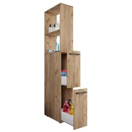 Hochschrank Vcm, B:25cm T:50cm, braun, Obermaterial: 100% Holz Wood., Badezimmer, Schr&auml;nke, "Holz Badm&ouml;bel Nischenschrank Schublade Sadilo XL"
