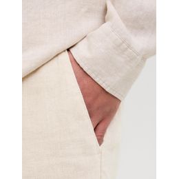 Jack & Jones JACK & JONES Herren Chinohose "JPSTKARL LAWRENCE LINEN CHINO SN", beige, Gr. XS, unifarben, Web, Obermaterial: 100% Leinen, Hosen, Leinen, locker