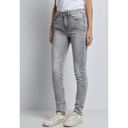 Damen Skinny-fit-Jeanslight grau random, Gr. 36, STREET ONE STUDIO, unifarben, Jeans, 63% Baumwolle, 25% Polyester, 10% Viskose, 2% Elasthan, Jeans,