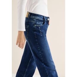 Cecil Damen Loose-fit-Jeansmid blau wash, Gr. 36, unifarben, Jeans, 83% Baumwolle, 15% Polyester, 2% Elasthan, Jeans, mit dekorativen Nieten