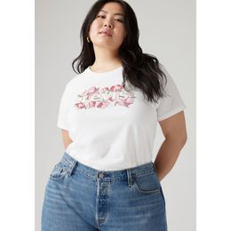 LEVI'S&reg; PLUS LEVI'S PLUS Damen T-Shirt "PL PERFECT TEE"plus blake brushstroke bw fill hellwei&szlig;, Gr. XXXL, Single Jersey, Obermaterial: 100% Baumwolle, Shirts