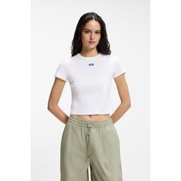 Hugo Damen T-Shirt "Baby Tee", wei&szlig;, Gr. M, unifarben, Single Jersey, Obermaterial: 96% Baumwolle, 4% Elasthan, Shirts, in verk&uuml;rzter L&auml;nge