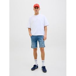Jack & Jones JACK & JONES Herren Shorts "JJIRICK JJFOX SHORTS CB 310 SN", blau, Gr. M, Abriebeffekte, Web, Obermaterial: 70% Baumwolle, 28% Polyester, 2%