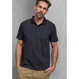 T-Shirt Street One MEN, Herren, Gr. L (42), schwarz ink blau, Web, 100% Baumwolle, Minimalmuster, comfort fit h&uuml;ftlang, hoch geschlossener Ausschnitt, normaler Saum, Shirts T-Shirt, aus reiner Baumwolle