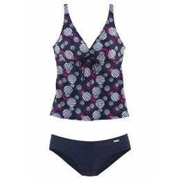 Lascana Damen B&uuml;gel-Tankini, blau, Gr. 46, bedruckt, Polyamid, Bikini-Sets, figurfreundliche A-Form, unter der Brust regulierbar