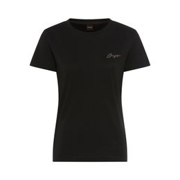BOSS Orange Damen T-Shirt "Esogo Premium Damenmode"schwarz 001, Gr. M, unifarben, Single Jersey, Obermaterial: 100% Baumwolle, Shirts, mit Rundhals,