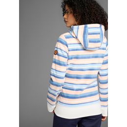Kangaroos Damen Fleecejacke, bunt, Gr. 36, bedruckt, gestreift, Fleece, Obermaterial: 100% Polyester, Jacken, mit Kapuze im trendigen Streifen-Design