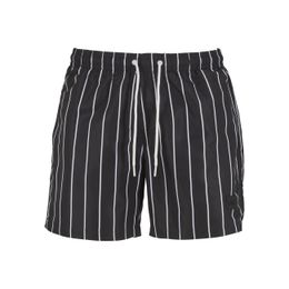 Urban Classics Herren Badeshorts "Urban Classics Herren Stripe Swim Shorts", schwarz-wei&szlig;, Gr. XL, 100% Polyester, Badehosen