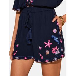 Love & Roses Shorts Damen Gr&ouml;&szlig;e 50 blau / dunkelblau / pfirsich / pink