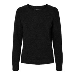 V&eacute;ro Moda VERO MODA Damen Rundhalspullover "VMDOFFY", schwarz, Basic, Gr. L, meliert, Strick, Obermaterial: 94% Polyester, 3% Elasthan, 3% Nylon, Pullover, in