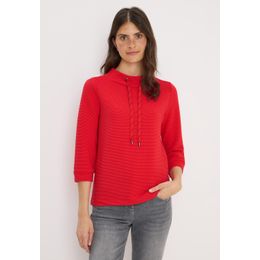 Cecil Damen 3/4-Arm-Shirt, rot, Gr. M, unifarben, Stoff, 60% Polyester, 37% Viskose, 3% Elasthan, Shirts, mit 3/4 &Auml;rmeln