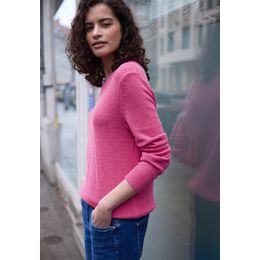 Damen Rundhalspulloverblazing berry, Gr. 36, STREET ONE STUDIO, unifarben, Web, 60% Baumwolle, 40% Nylon, Pullover, Rundhalsausschnitt