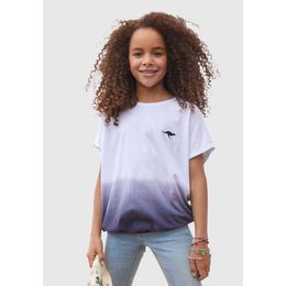 Kangaroos M&auml;dchen T-Shirt "mit Farbverlauf und Logodruck", blau, Gr. 128, mehrfarbig, Jersey, Obermaterial: 100% Baumwolle, Shirts, Kurzarm, weite