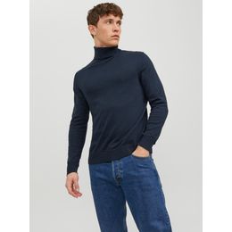 Jack & Jones JACK & JONES Herren Rollkragenpullover "JJEEMIL KNIT ROLL NECK NOOS", blau, Gr. M, Strick, Obermaterial: 60% Baumwolle, 20% Nylon, 20% Viskose,