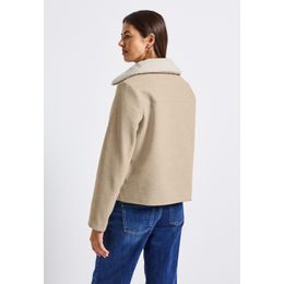 Street One Damen Outdoorjacke, beige, Gr. 46, unifarben, Stoff, 90% Polyester, 10% Viskose, Jacken, in Woll-Optik