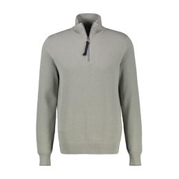 Lerros Herren Troyerpearl grau, Gr. M, unifarben, Strick, Obermaterial: 100% Baumwolle, Pullover, mit Logo-Stickerei