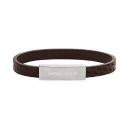 Emporio Armani Armband "Schmuck Geschenk Edelstahl Leder Armschmuck", 20,5cm, Edelstahl Lederedelstahlfarben, braun, Edelstahl, Leder, Armb&auml;nder