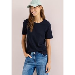Cecil Damen T-Shirt, schwarz, Gr. L, unifarben, Web, 95% Baumwolle, 5% Elasthan, Shirts, mit Rundhalsausschnitt
