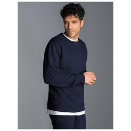 TRIGEMA Herren Sweatshirt "TRIGEMA Sweatshirt aus Biobaumwolle", blau, Basic, Gr. M, Single Jersey, 75% Baumwolle (Biobaumwolle kbA), 25% Baumwolle