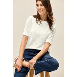 Cecil Damen T-Shirt, wei&szlig;, Gr. L, unifarben, Stoff, 55% Polyester, 45% Viskose, Shirts, aus elastischem Materialmix