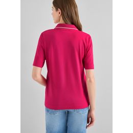 Poloshirt Cecil, Damen, Gr. L (42), beetroot pink, Web, 48% Baumwolle, 48% Modal, 4% Elasthan, unifarben, normal normal, hoch geschlossener Ausschnitt, abgesteppt, Shirts, in Unifarbe