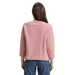 Tom Tailor Damen Langarmshirt "Loose"pink sanftes wei&szlig; regular stripe, Gr. XS, gestreift, Single Jersey, Obermaterial: 75% Baumwolle, 20% Polyester,