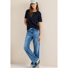 Cecil Damen T-Shirt, schwarz, Gr. M, unifarben, Web, 95% Baumwolle, 5% Elasthan, Shirts, mit Rundhalsausschnitt