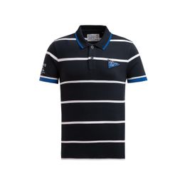 CAMP DAVID Herren Poloshirt, schwarz-wei&szlig;, Gr. L, bedruckt, gestreift, Piqu&eacute;, Material: 100% Baumwolle, Shirts, aus Baumwolle
