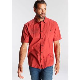 MAN'S WORLD MAN'S WORLD Herren Kurzarmhemd, rot, Gr. 5XL, unifarben, Web, Obermaterial: 100% Baumwolle, Hemden, mit kleinem Brustprint