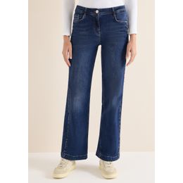 Loose-fit-Jeans Cecil, Damen, Gr. 27, L&auml;nge 32, dunkelblau wash, Jeans, 82% Baumwolle, 15% Polyester, 3% Elasthan, unifarben, lang, Jeans, High Waist