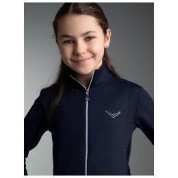 TRIGEMA M&auml;dchen Sweatjacke "TRIGEMA Jacke veredelt mit Kristallsteinen", blau, Gr. 128, Single Jersey, 95% Baumwolle, 5% Elastan, Sweatjacken