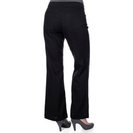 sheego Damen Bootcuthose, schwarz, Gr. 48, unifarben, 55% Leinen, 45% Baumwolle, Hosen