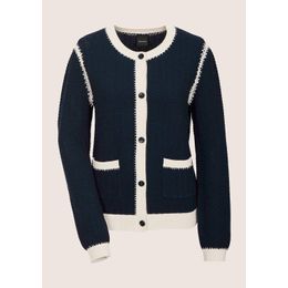 Madeleine Mode MADELEINE Damen Strickjacke "Strickjacke Langarm Cardigan mit Zopfmuster, Kaschmir-Mix", blau, Modern, Gr. 44, Obermaterial: 53% Viskose CV. 33%