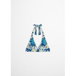 Marc O'Polo MARC O'POLO Damen Bandeau-Bikini-Top "Bohemian Leaf AOP", blau, Gr. XS, Obermaterial: 84% Polyamid, 16% Elasthan, Bikini-Oberteile