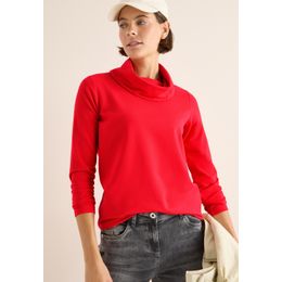 Cecil Damen Langarmshirt, rot, Gr. M, unifarben, Stoff, 63% Modal, 35% Baumwolle, 2% Elasthan, Shirts, aus softem Materialmix