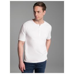 TRIGEMA Herren T-Shirt "TRIGEMA T-Shirt mit Knopfleiste DELUXE Baumwolle", wei&szlig;, Gr. XL, Single Jersey, 100% Baumwolle, Shirts