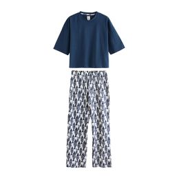 next Pyjama Damen Gr&ouml;&szlig;e XL navy / wei&szlig; Winterkleid
